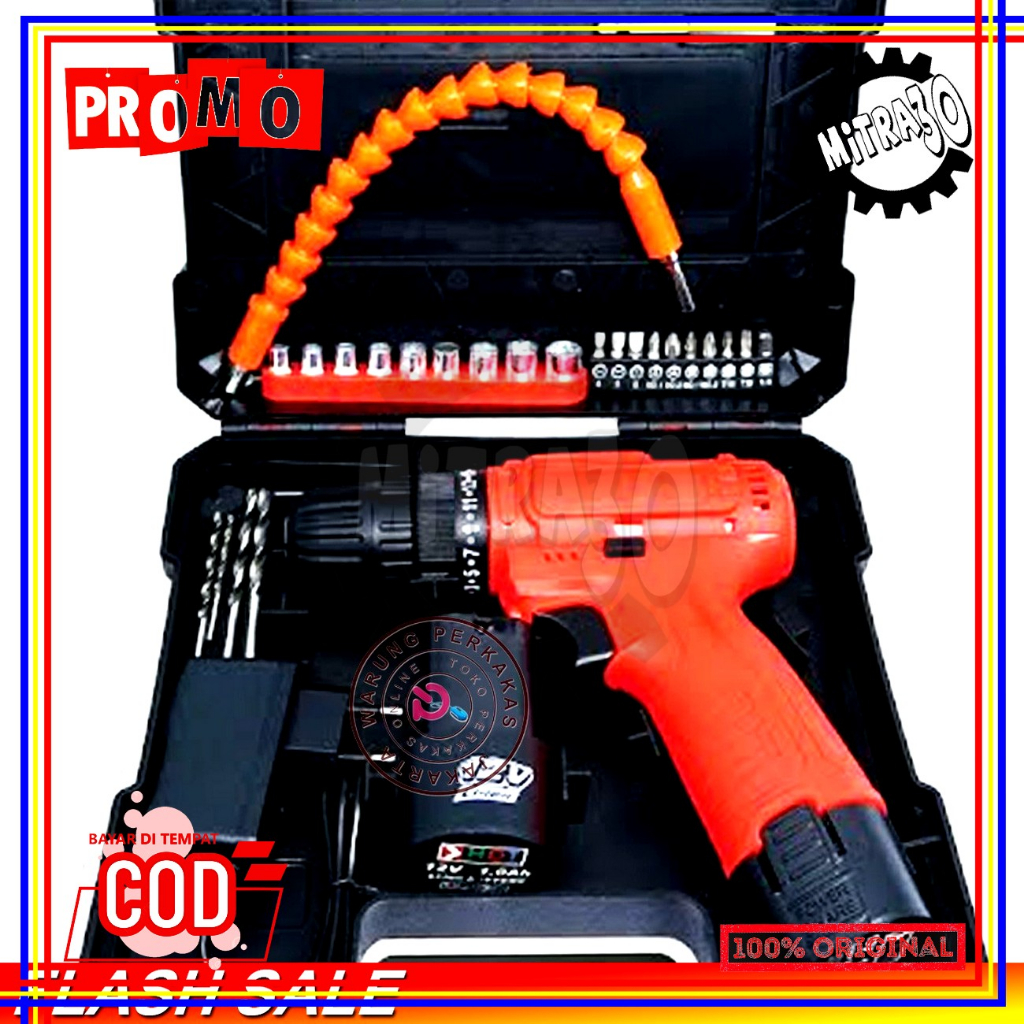 Jual HDT Cordless Set Box 10mm - Obeng Bor 12V Include 2 Battery ...