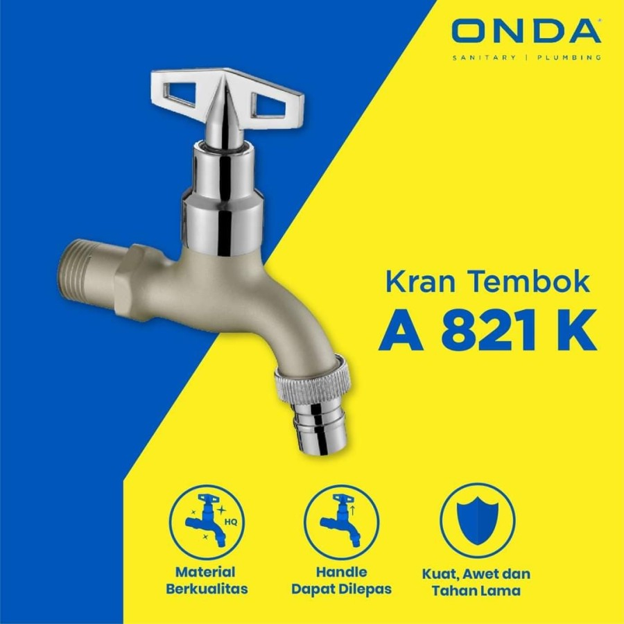 Jual Kran Tembok Kunci / Keran Mesin Cuci Taman A 821 K / A821K 1/2" ONDA | Shopee Indonesia