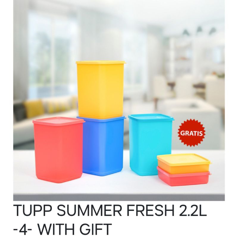 Jual Tall Summer Fresh tall square toples tupperware free square away ...