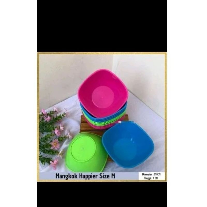 Jual Mangkok Plastik / Wadah Makan Kuah Happier Ukuran Medium - Mangkuk ...