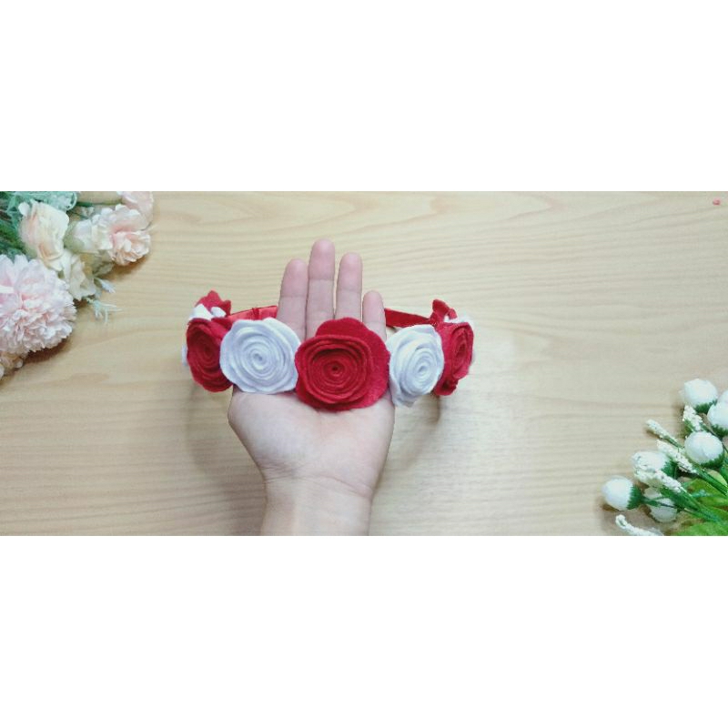 Jual Bando bunga mawar flanel merah putih | Shopee Indonesia