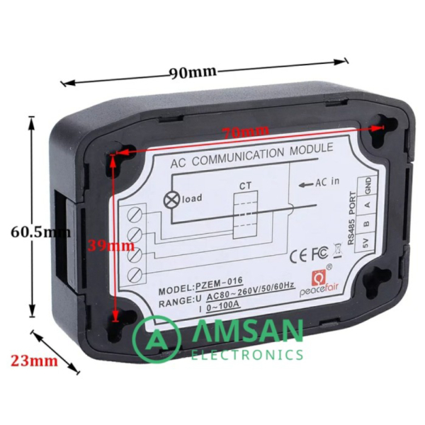 Jual Peacefair PZEM-016 100A AC Communication Module RS485 Multi Meter ...