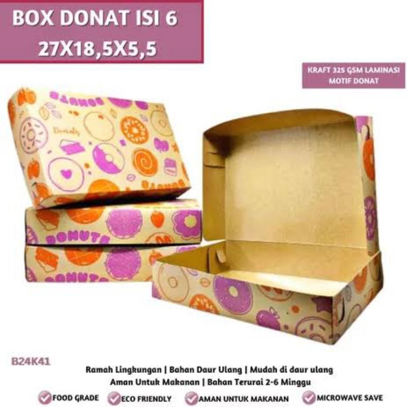 Jual dus donat box donat isi 6 bahan laminasi 10 lembar | Shopee Indonesia