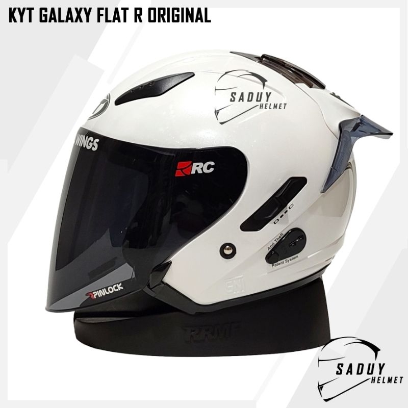 Jual KYT GALAXY FLAT R PUTIH / WHITE - HELM KYT HALF FACE DOUBLE VISOR | Shopee Indonesia