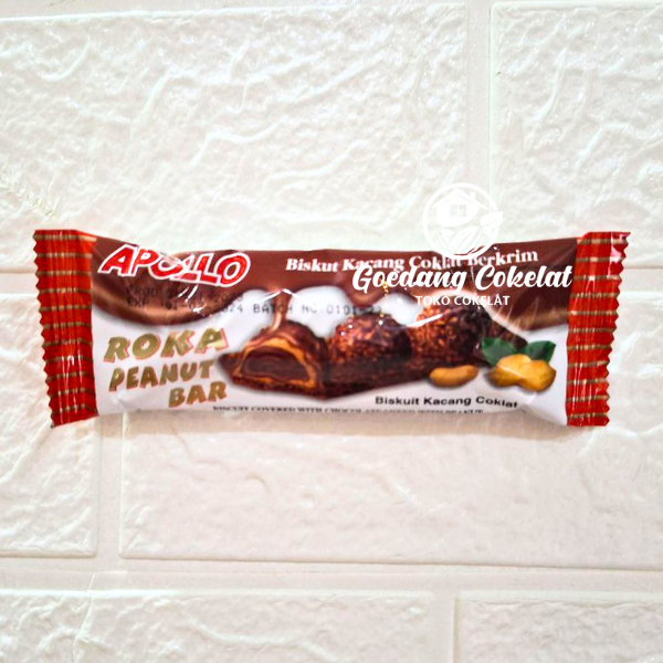 Jual Apollo Roka Peanut Bar Wafer Salut Kacang dan Cokelat Kemasan 18g ...