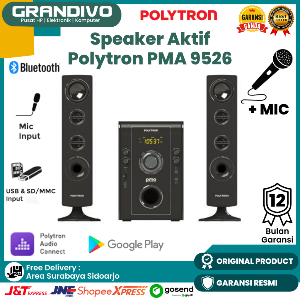 Jual Speaker Aktif Polytron PMA 9526 Bluetooth Extra Bass LED Display ...