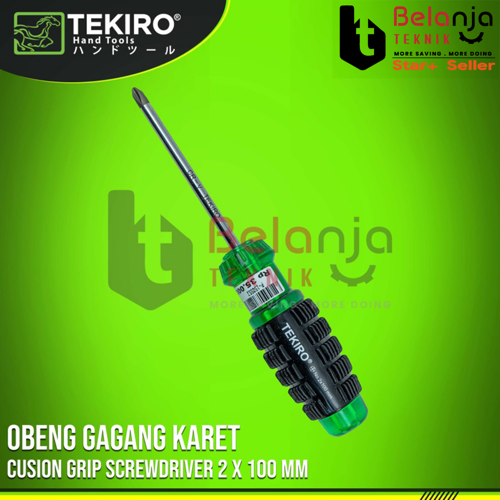 Jual Tekiro Obeng Gagang Karet Hijau Plus 2 x 100 MM Obeng Plus 4 Inch ...