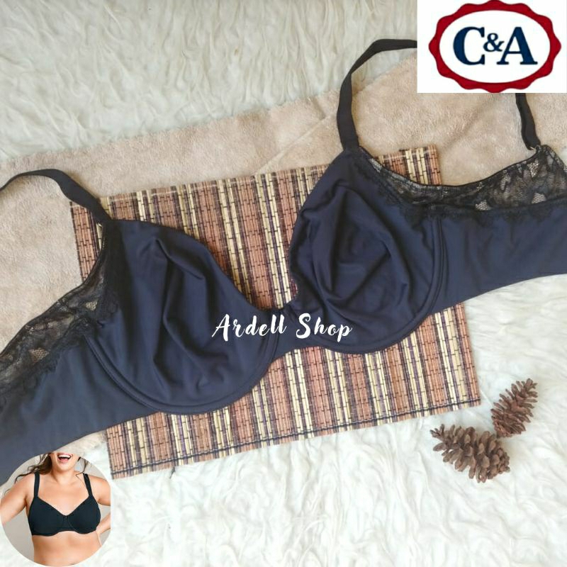 Jual CC C&A BRA WANITA KAWAT TANPA BUSA FULL COVERAGE POLOS WING RENDA BLACK CUP 40D WRA ...