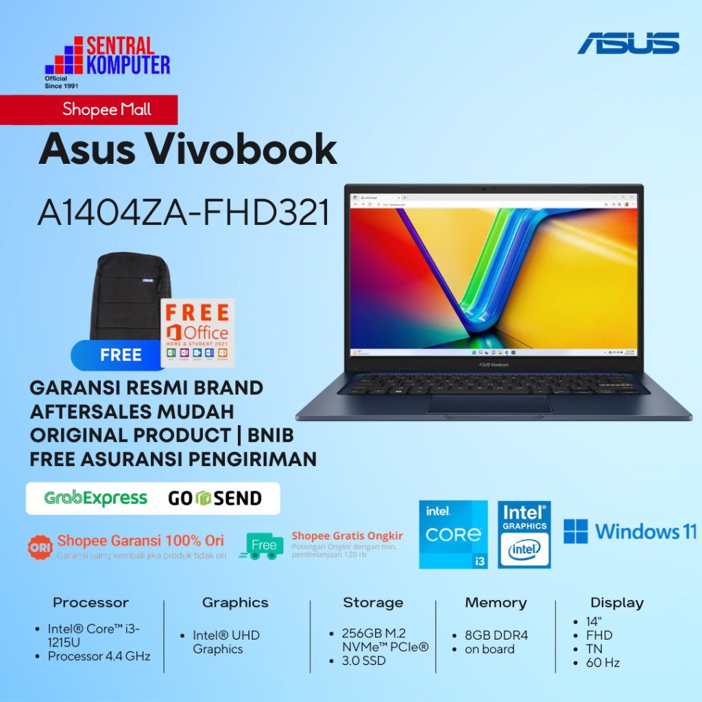 Jual Asus Vivobook 14 A1404ZA - Core I3 1215U 8GB 256G SSD W11 OHS 14 ...