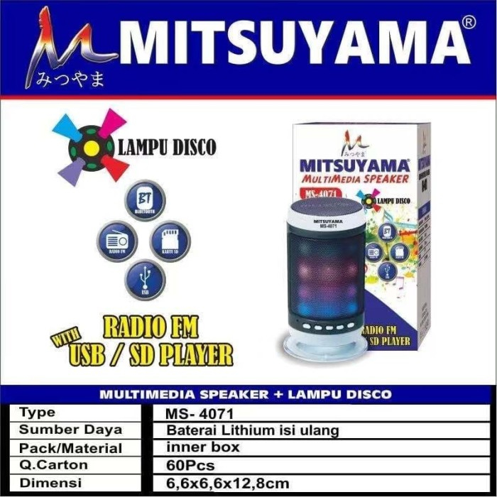 Jual Speaker Bluetooth Led Disco Multimedia Mitsuyama MS 4071 | Shopee Indonesia