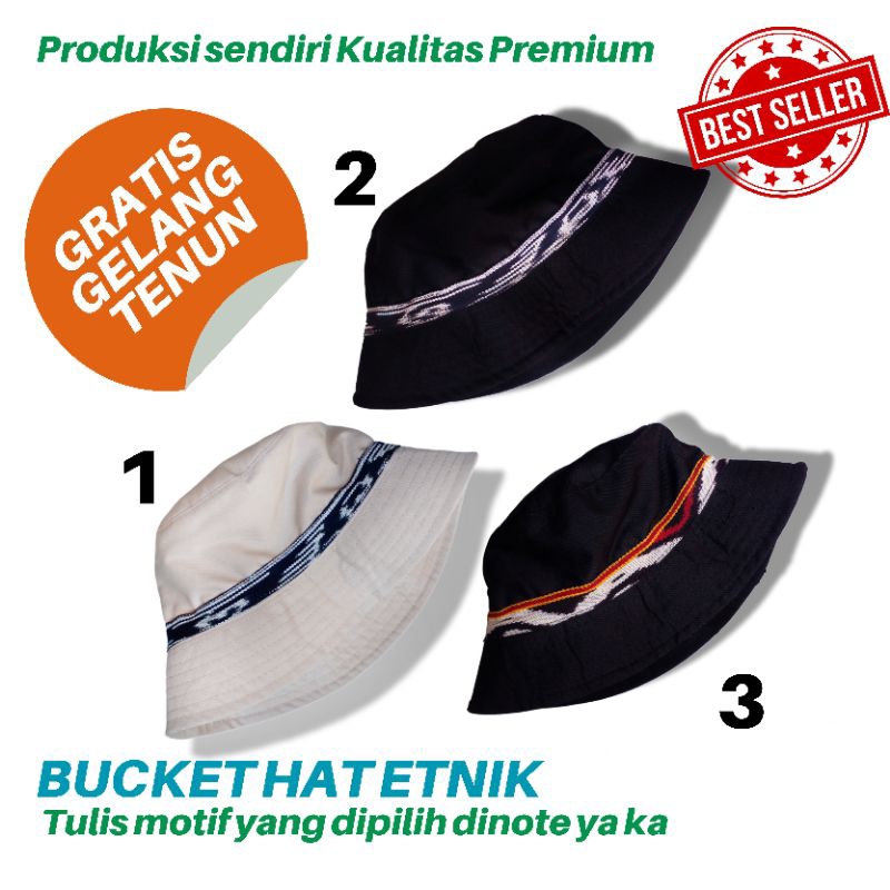 Jual TOPI RIMBA TENUN / BUCKET HAT TENUN / BUCKET HAT / TOPI TENUN ...