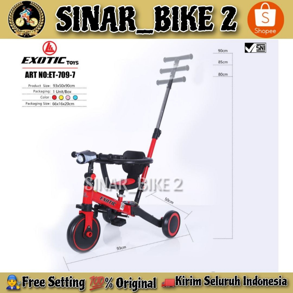 Jual Sepeda Push Bike EXOTIC ET-709-7 Ada Tongkar Stir 6 In 1 & ET 709 Ada Tongkat Strir 4 in 1 ...