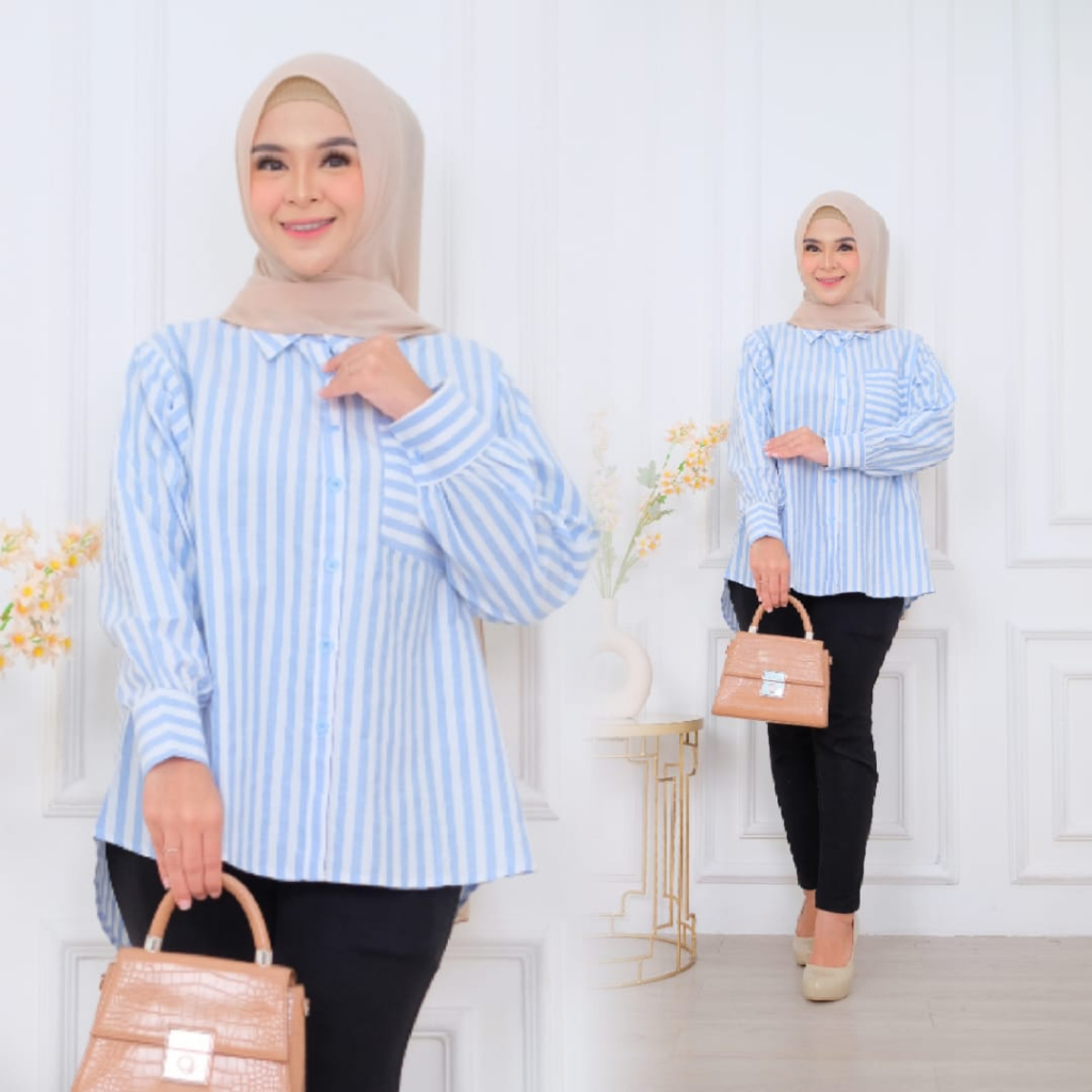Jual Atasan Wanita Salur Kotak Kotak Katun HQ Dress Wanita Tunik Kekinian Terbaru Lengan Panjang ...
