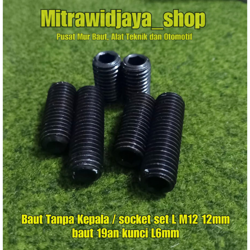 Jual baut socket set L screw 12mm M12 m12x20, 30, 40, 50, kunci L 6mm setara baut kunci 19an ...