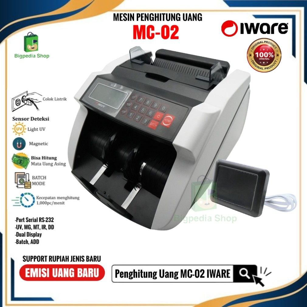 Jual Money Counter Mesin Penghitung Uang Bill Iware MC-02 UV MG IR Serial | Shopee Indonesia
