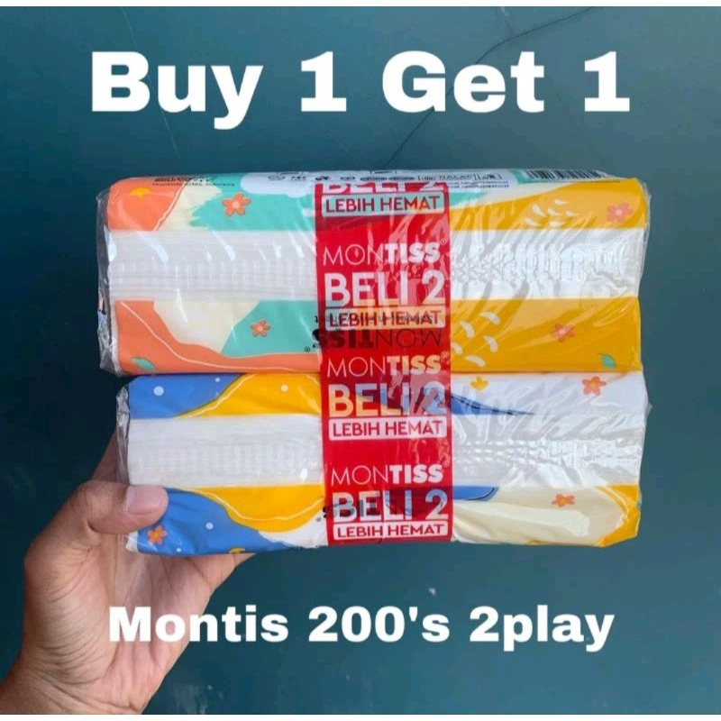 Jual BUY 1 GET 1 Montis facial Tissue 200 sheets 2 pack | Shopee Indonesia
