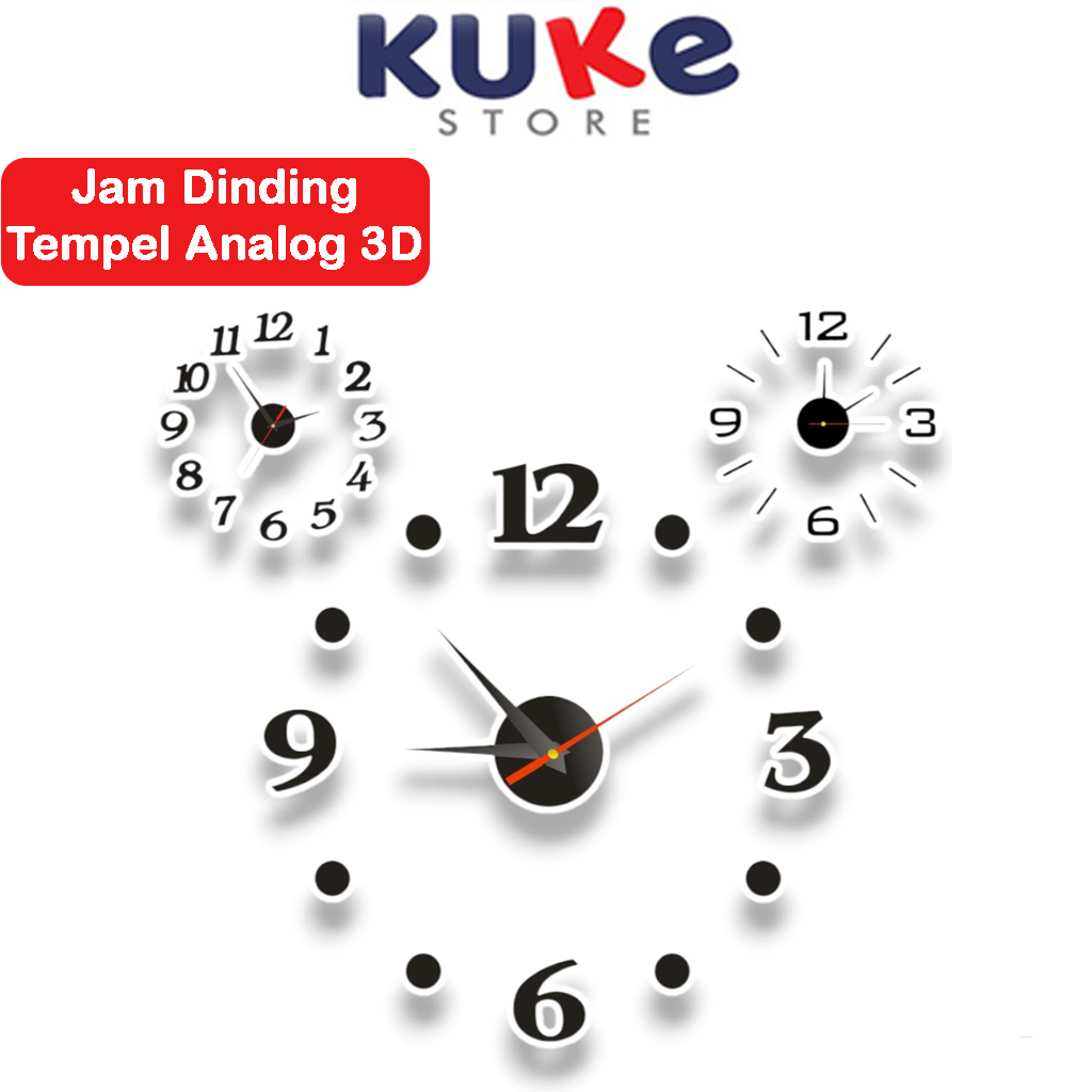 Jual KUKE JAM DINDING TEMPEL DIY ANALOG 3D MODERN/JAM DINDING TEMBOK ...