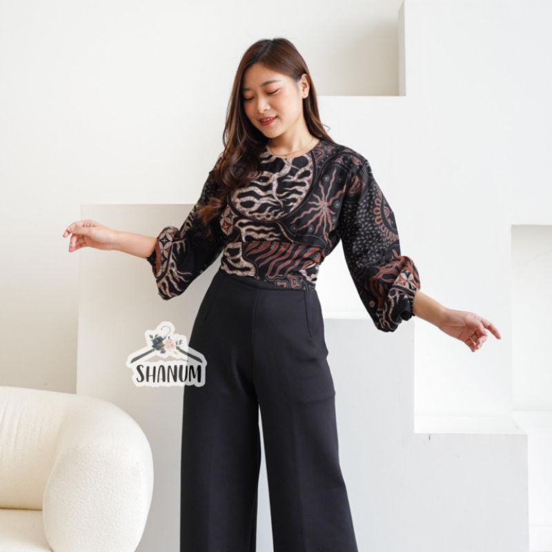 Jual ATASAN BLOUSE BATIK LENGAN BALON/ATASAN WANITA LENGAN PLUM BATIK ...