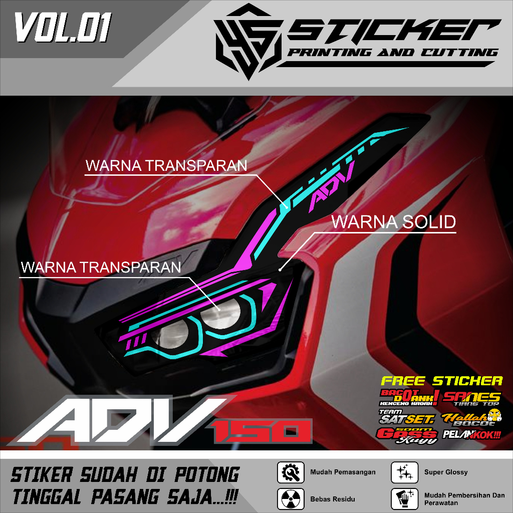 Jual STIKER Alis lampu ADV 150 - variasi list mata lampu, variasi keren ...