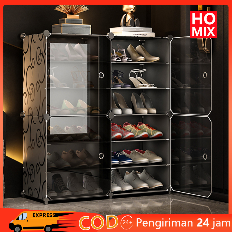 Jual HOMIX Rak Sepatu Tertutup Shoe Box Storage Anti Debu 4/6/8 Layer ...