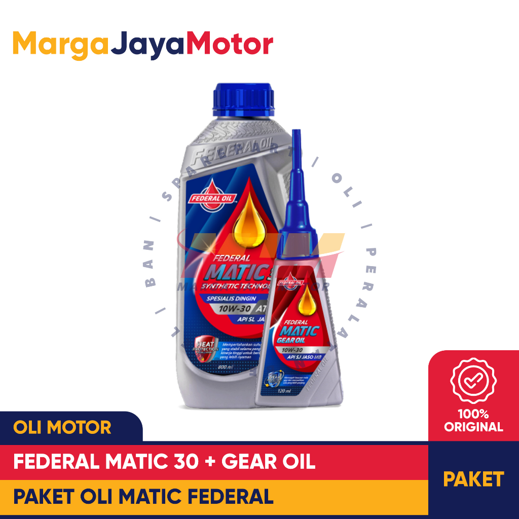 Jual Paket Oli Federal Matic 30 0.8L + Federal Gear Oil 120ml | Shopee ...