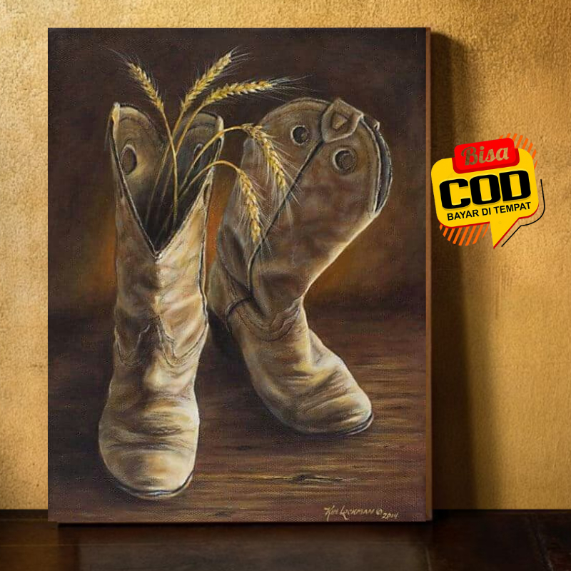 Jual Poster Aesthetic Gambar Sepatu Boot Hiasan Dinding Bahan Mdf ...