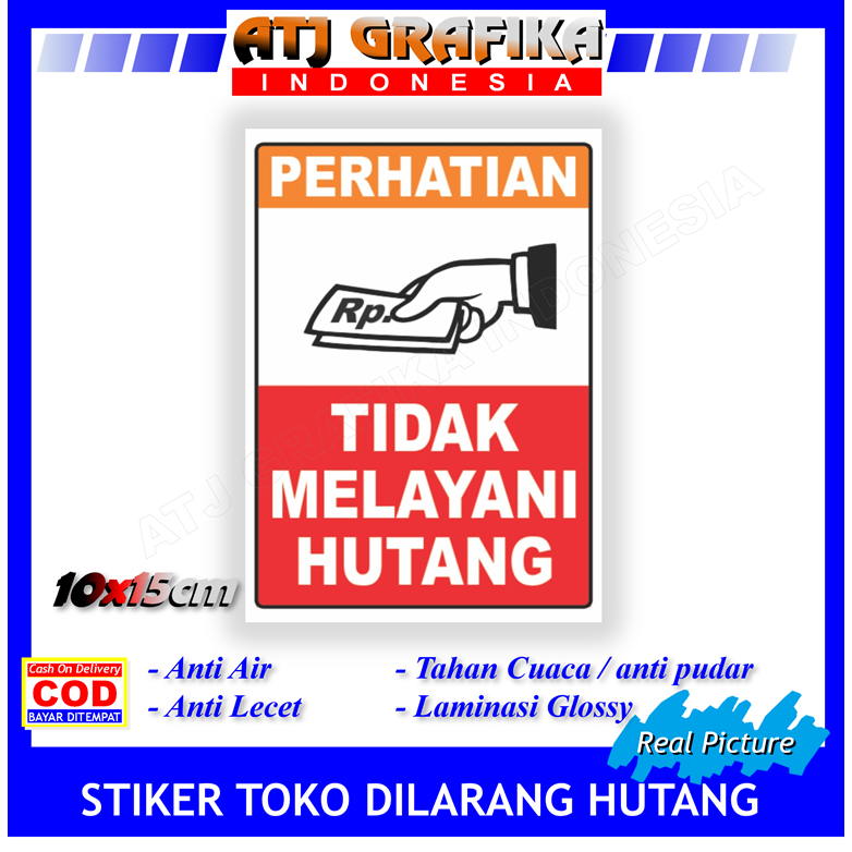 Jual Stiker label tidak melayani hutang wajib cash sticker pembayaran ...