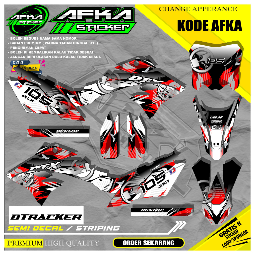 Jual Decal Sticker Kawasaki Dtracker,Papan NO CRF_Full Body Motif ...