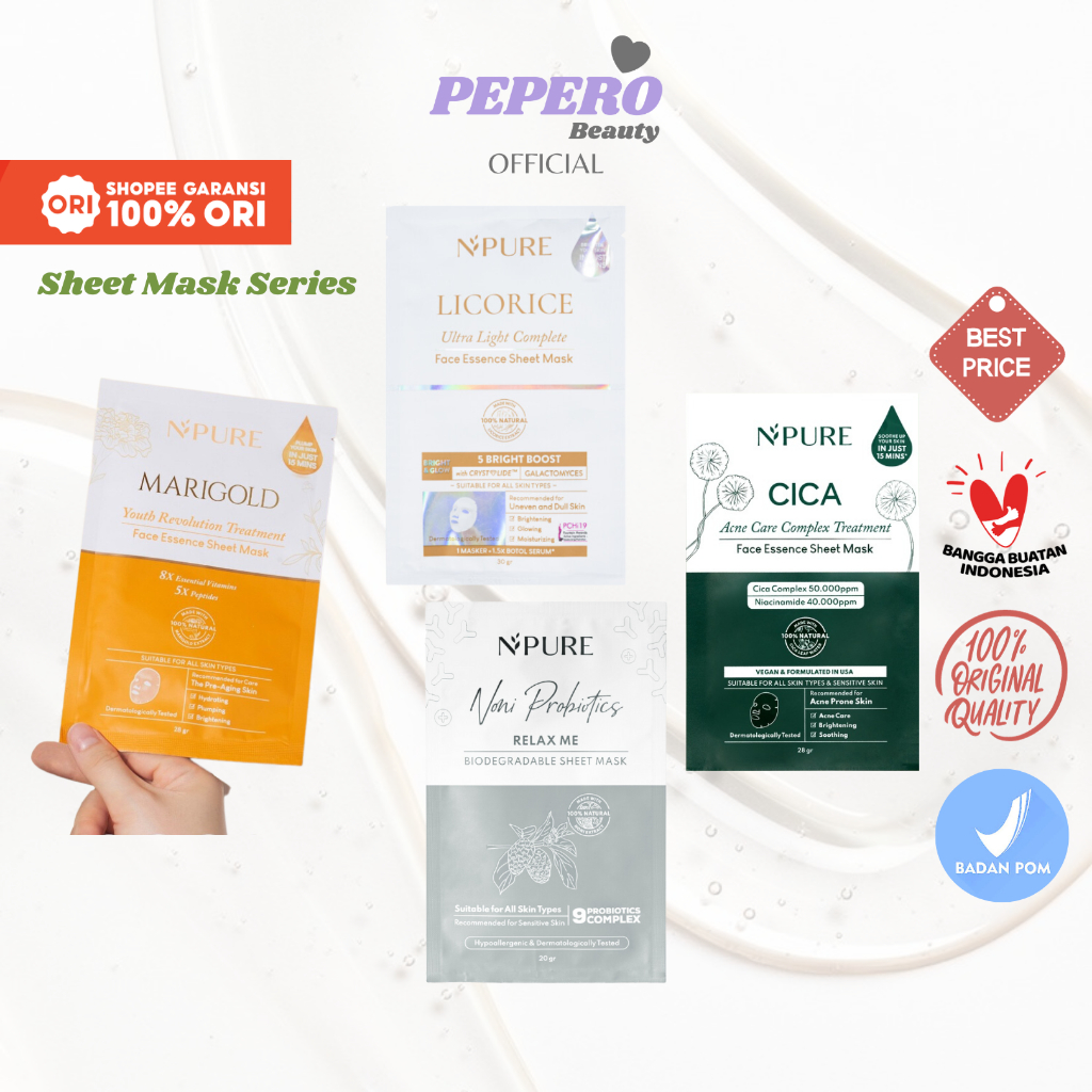 Jual NPURE Sheet Mask - Centella Asiatica | Noni Probiotic Relax Me ...
