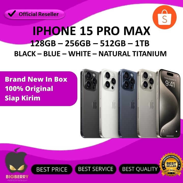 Jual (IBOX) Apple iPhone 15 Pro Max 5G 256GB 512GB 1TB Black Blue White ...
