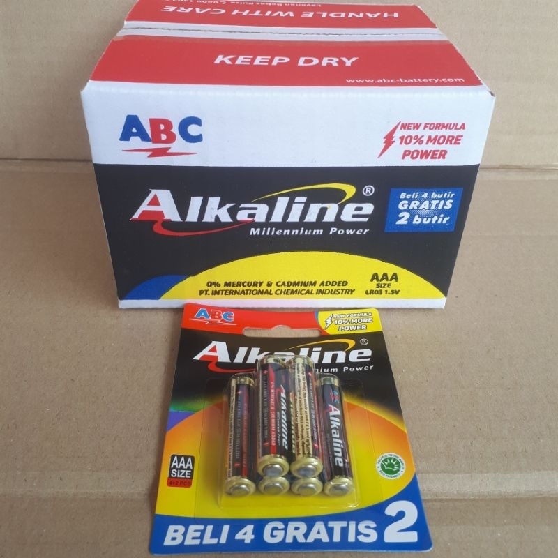 Jual Batu batrai ABC alkaline A2 AA / A3 AAA kecil / Besar isi 4 + 2 ...