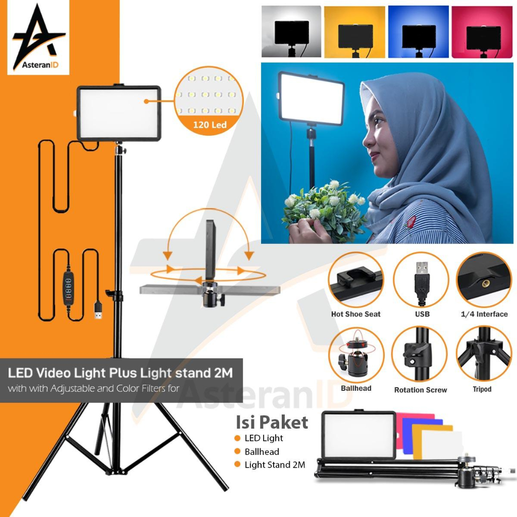 Jual LED PTL01 Zoom LED Dimmable 5600K USB LED Game Streaming Light ...