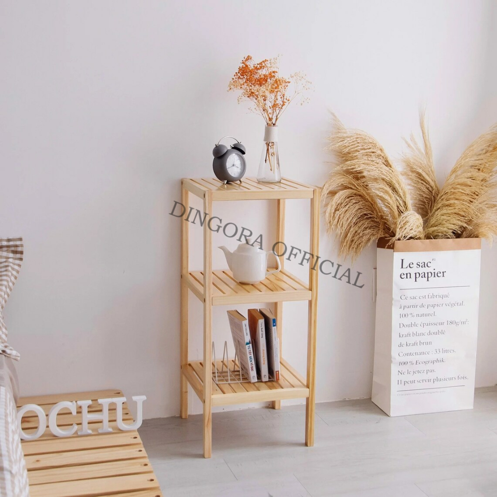 Jual Dingora Wooden Shelf Organization and Storage 85cm Rak 3 Susun ...