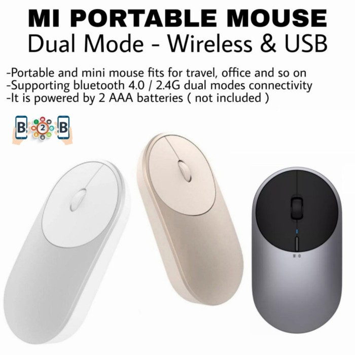 Jual Xiaomi Mi PORTABLE MOUSE WIRELESS USB DUAL MODE | Shopee Indonesia