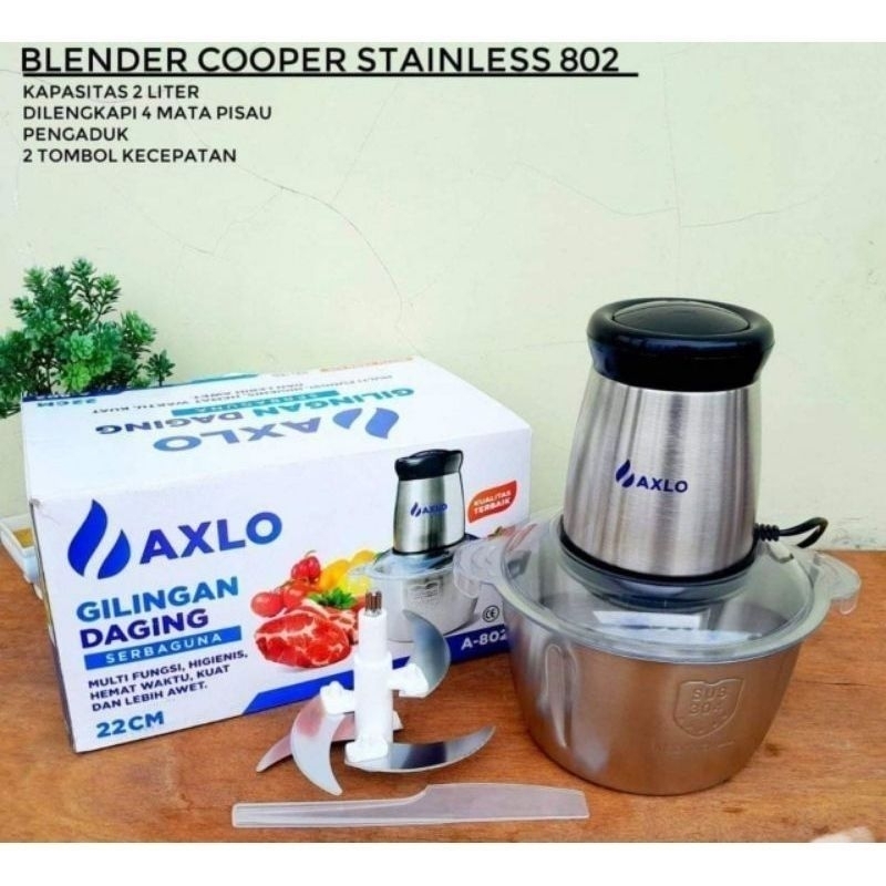 Jual Blender Gilingan Daging Stainless 2 Liter AXLO , Food Chopper ...