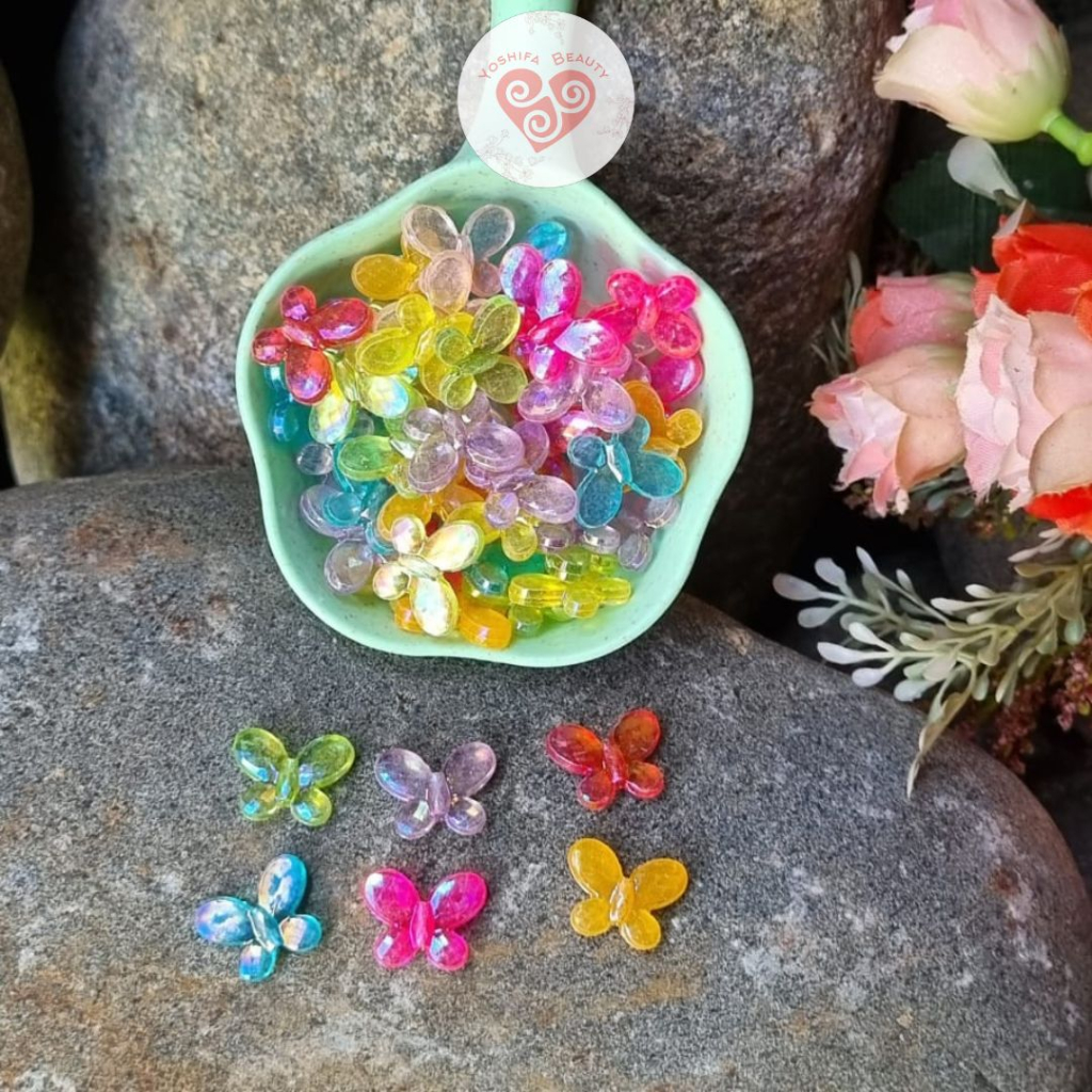 Jual Manik-Manik Akrilik Transparan Bentuk Hati / Butterfly / Bunga ...