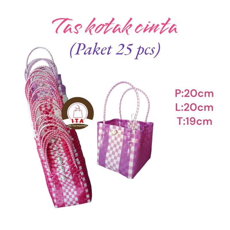 Jual Tas anyaman plastik/TAS CINTA KOTAK paket 25 pcs/tas jinijng/tas ...