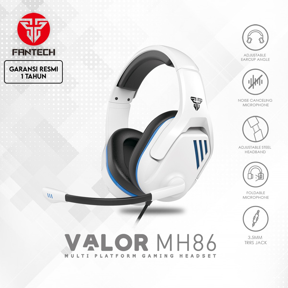 Jual Headset Gaming FANTECH MH-86 MH86 VALOR White | Shopee Indonesia