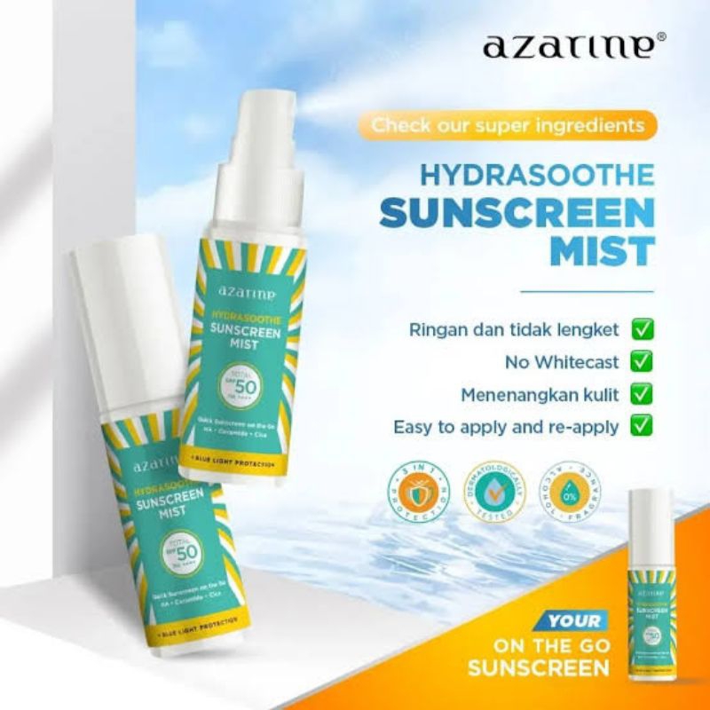 Jual AZARINE SUNSCREEN MIST SPF50 PA++++ 60ml | Shopee Indonesia