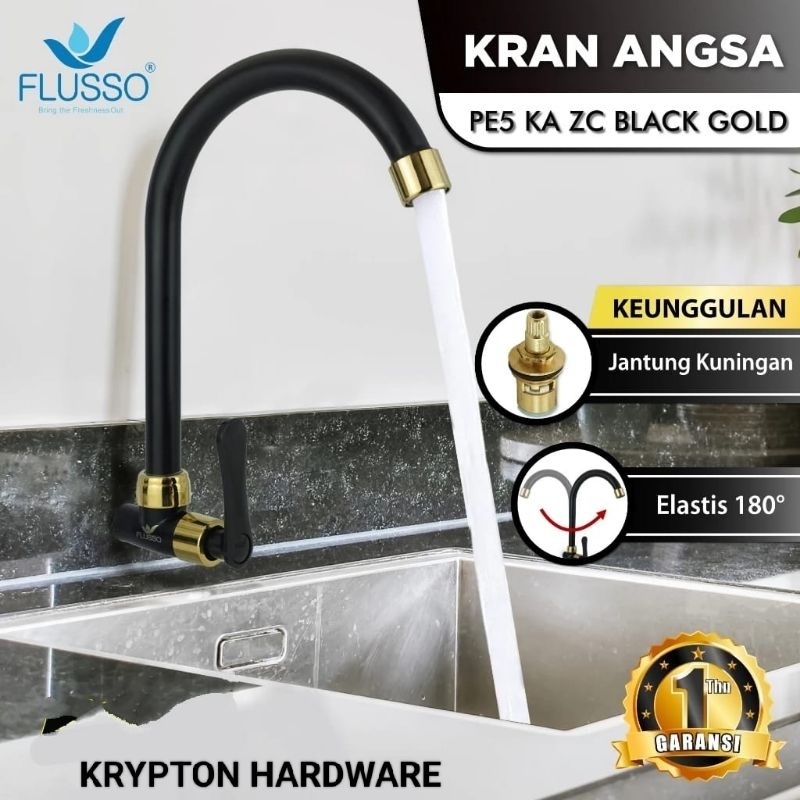 Jual flusso kran air 1/2" model angsa black gold type 819 | Shopee ...