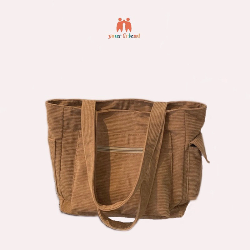 Jual YOURFRIEND Aura Totebag || totebag corduroy / tas laptop / tas ...