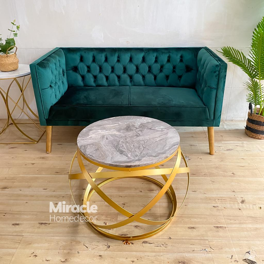 Jual Meja tamu bulat besi top hpl motif marmer / meja ruang tamu ...