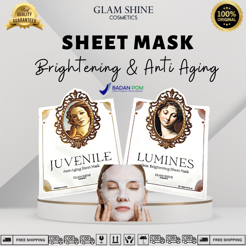 Jual SHEET MASK GLAM SHINE ( LUMINUS Brightening & JUVENILE Anti Aging ...