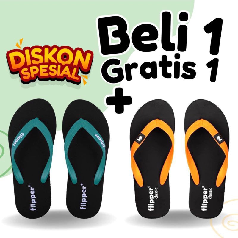 Jual Promo Sandal Flipper beli 1 Gratis 1 Sandal Flip flop Sandal Japit ...