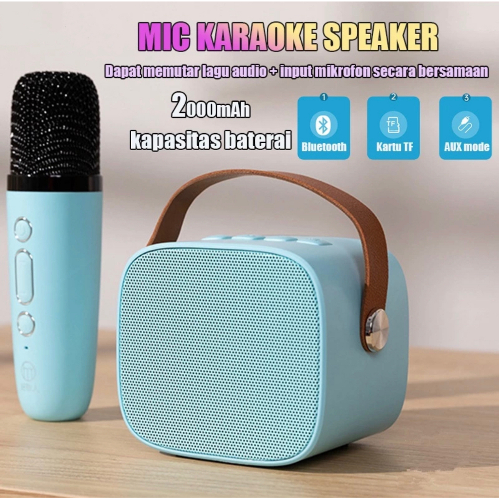 Jual Mini Speaker Bluetooth Karaoke Rumah Bass Mocrophone Lengkap ...