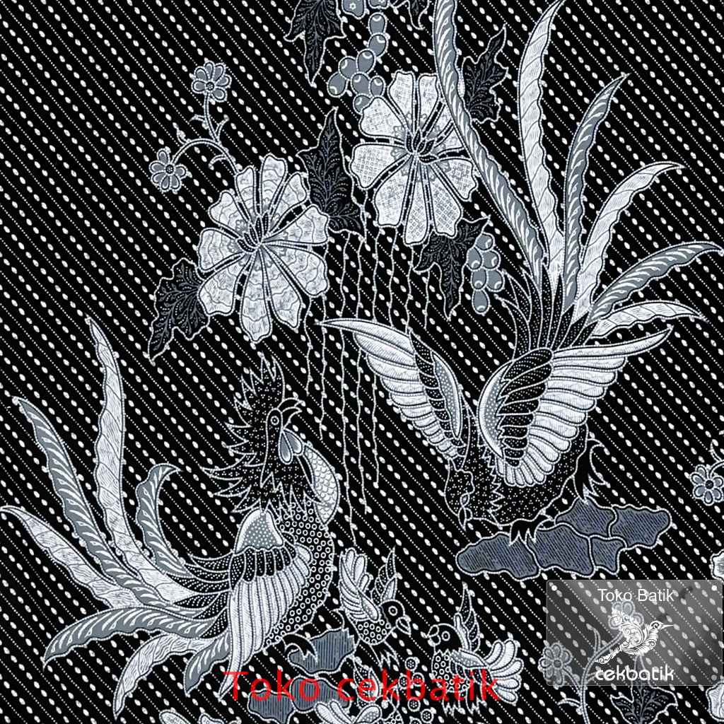 Jual kain batik - Motif Batik Soga Klasik Burung Bunga Liris V9 ( HItam ...