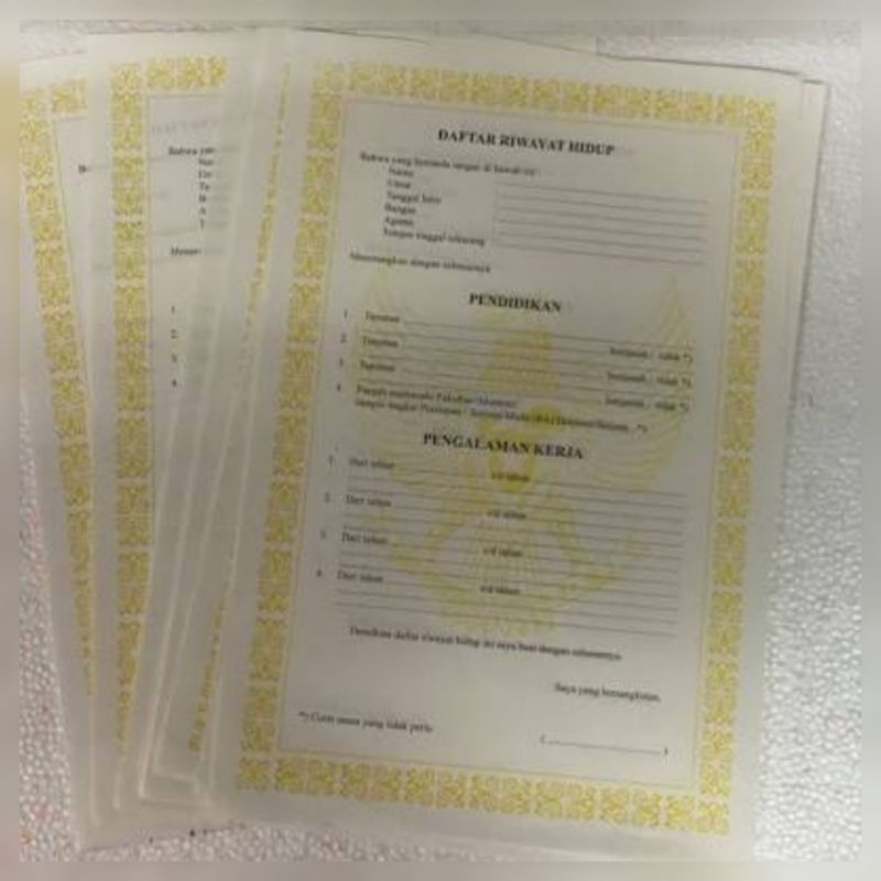 Jual (50 pcs) form daftar riwayat hidup / kertas riwayat hidup 1 pack ...