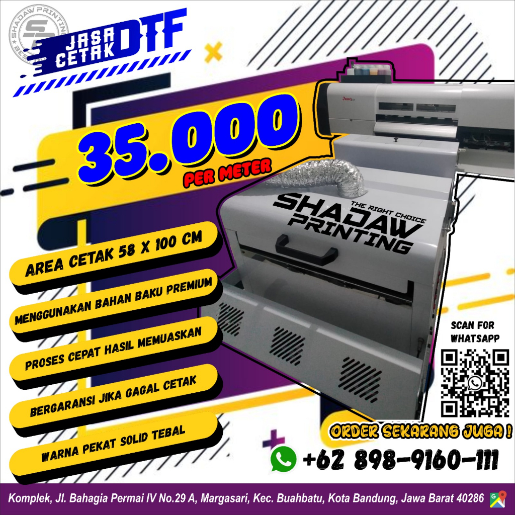 Jual Cetak / print DTF (sablon digital) meteran (siap press / dengan setrika) lebar 60cm 4 head ...