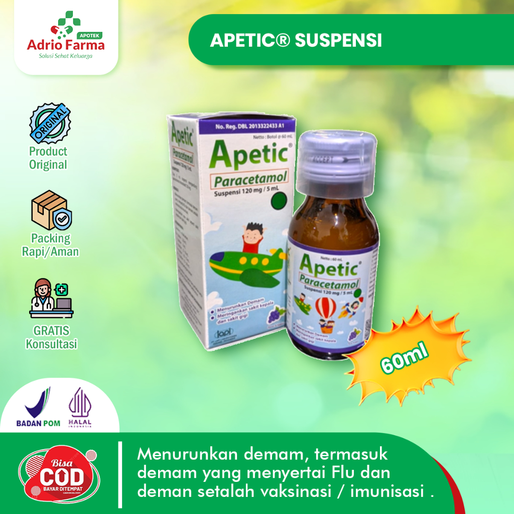 Jual APETIC - SUSPENSI Sirup @ 60ml - Paracetamol / Menurunkan Demam ...