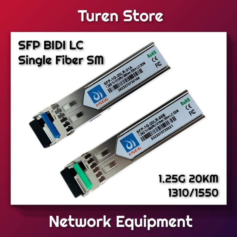 Jual SFP BIDI LC SC 1.25G 10G Single Fiber Single Mode 10KM 20KM 40KM 60KM 1 Pasang 2 pcs HSGQ ...